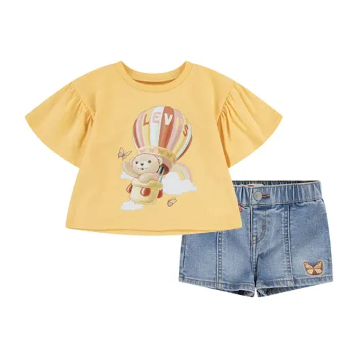 Levis Ruffled Sports Outfit with Logo Print - Baby Girls 9 Months-3 ...